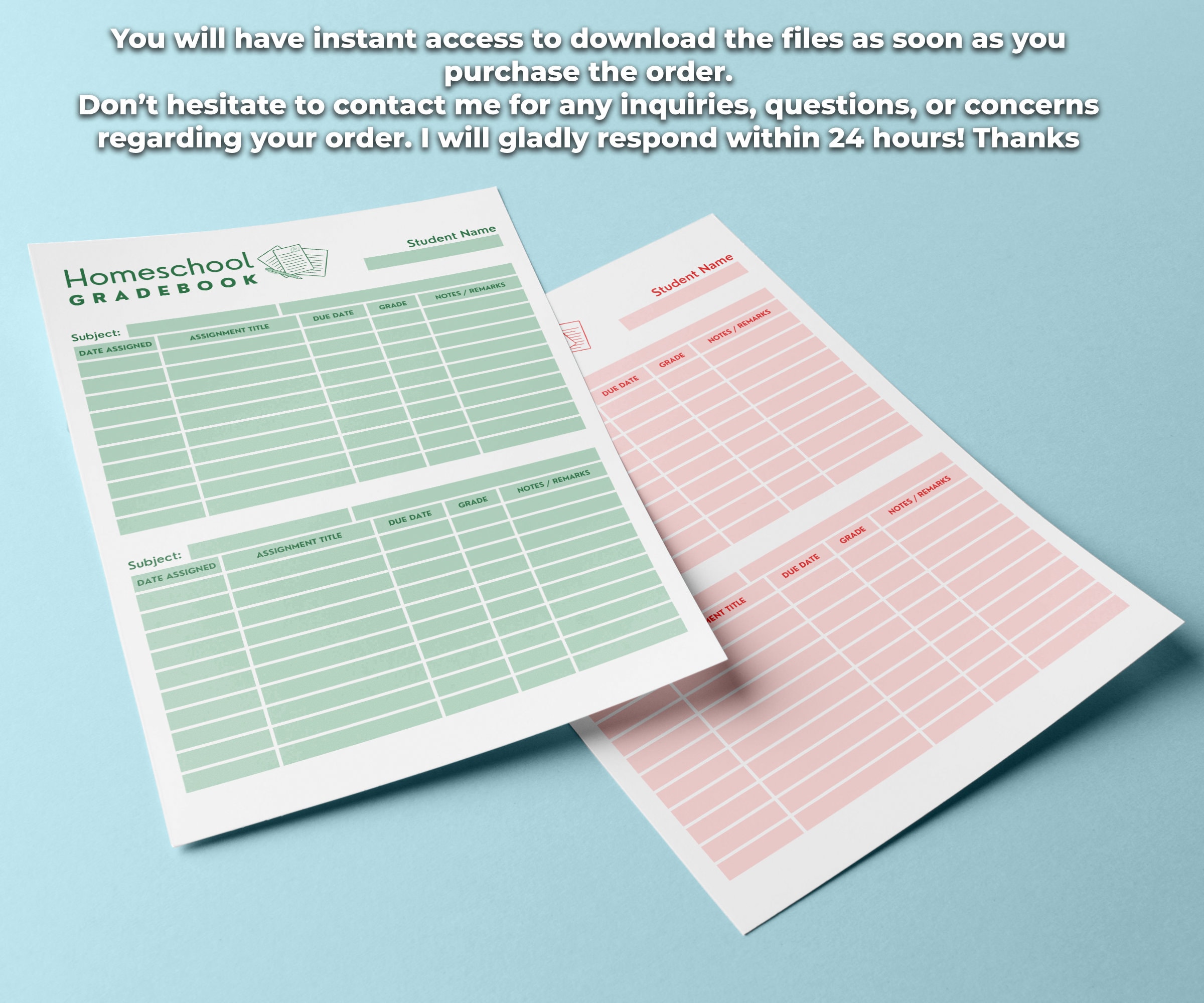 Homeschool Gradebook Printable | Homeschool Grading Sheet Template Kit ...
