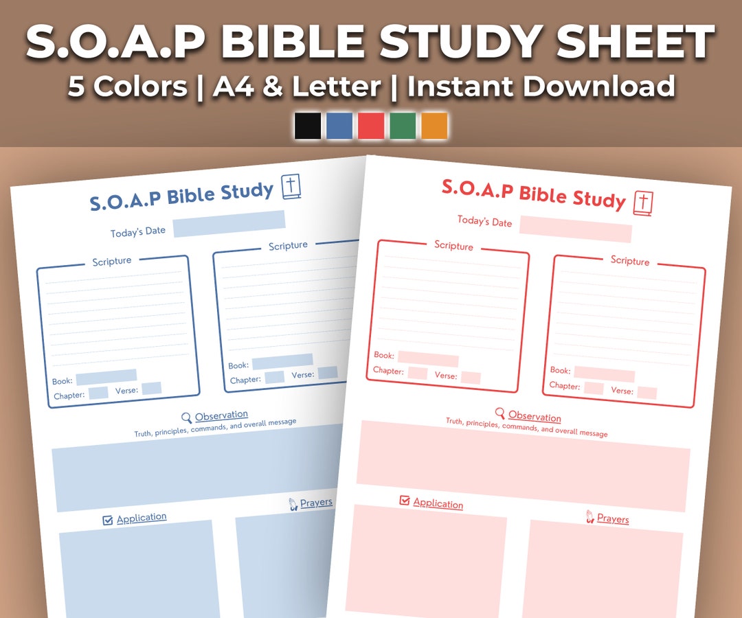 SOAP Bible Study Printable | Bible Journaling Sheet Guide & Notes ...
