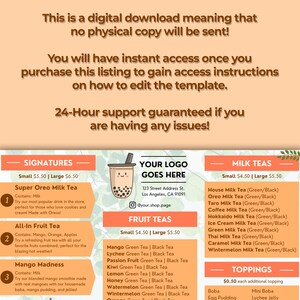 Bubble Tea Boba Cafe TV Menu | Cute Simple Minimal TV Menu for Cafes ...