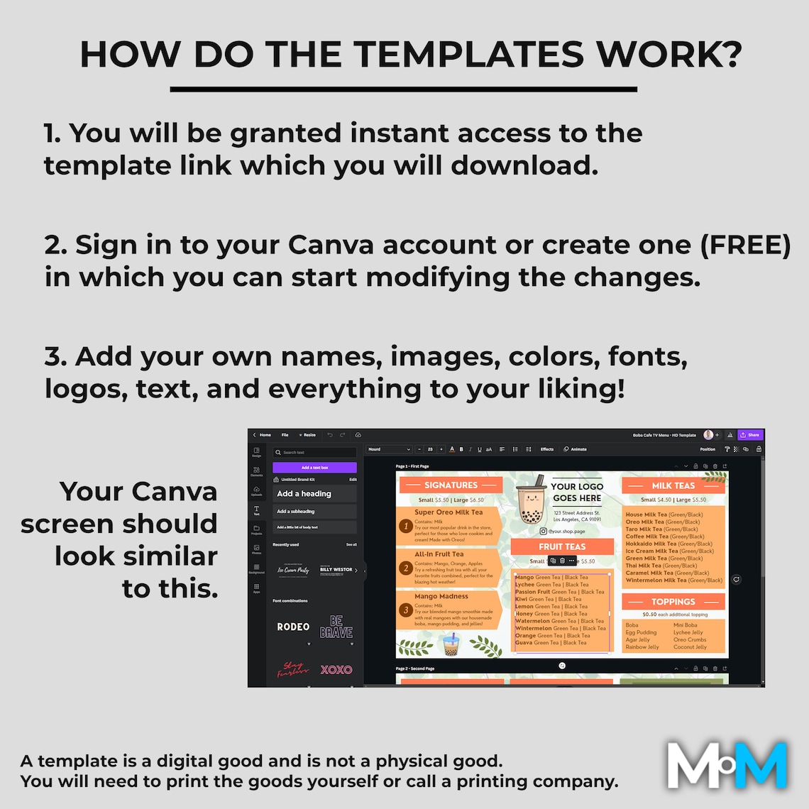 Bubble Tea Boba Cafe TV Menu | Cute Simple Minimal TV Menu for Cafes ...