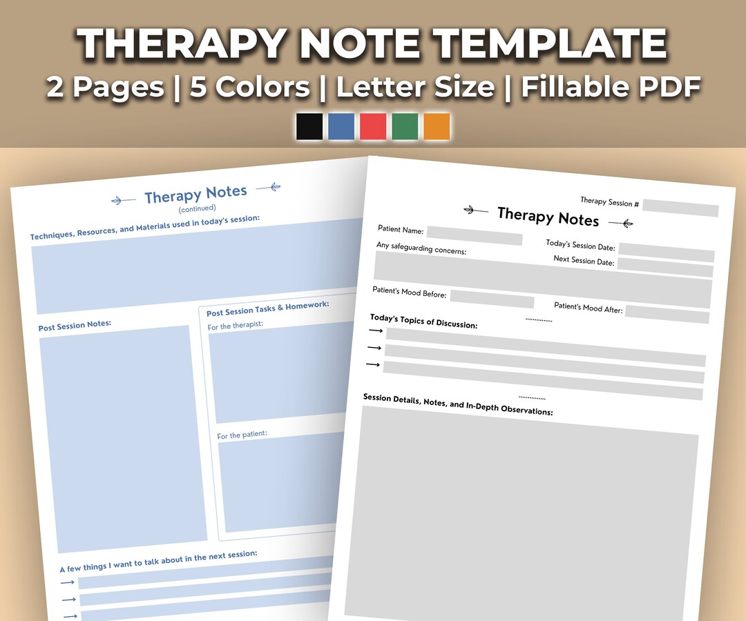 Therapy Progress Note Template Printable | Fillable PDF for Therapist ...