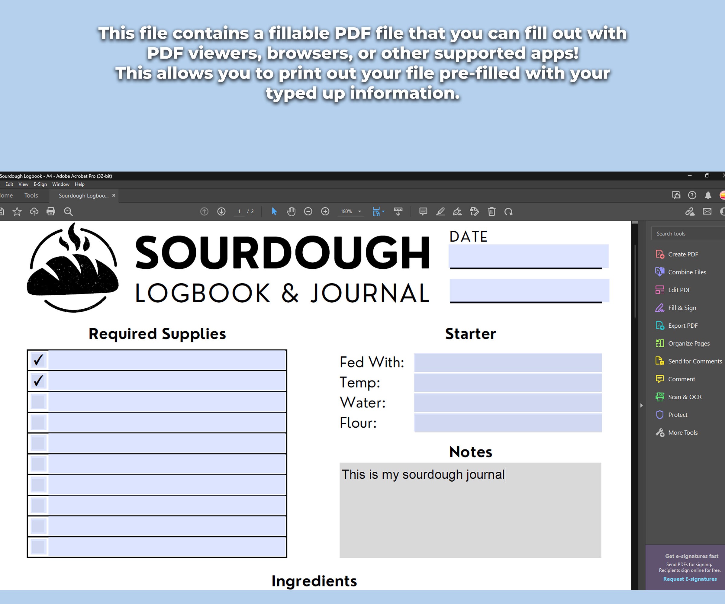 Sourdough Journal and Logbook | Bread Diary and Tracker Sheet ...