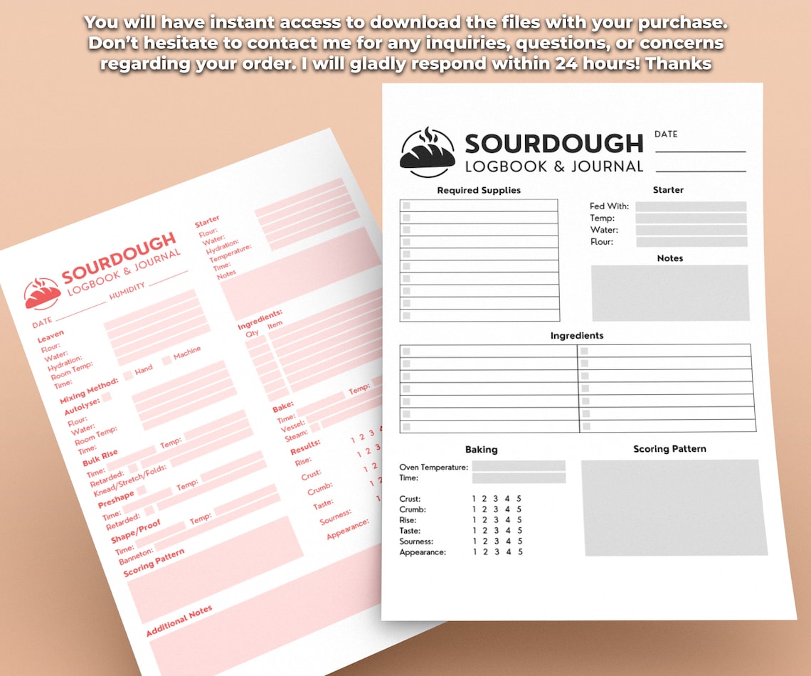 Sourdough Journal and Logbook | Bread Diary and Tracker Sheet ...