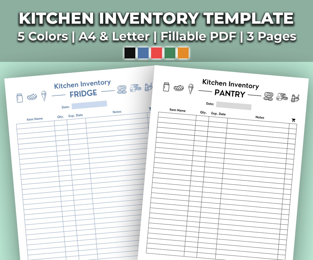 Kitchen Inventory Tracker Planner Printable | Pantry, Fridge, and ...