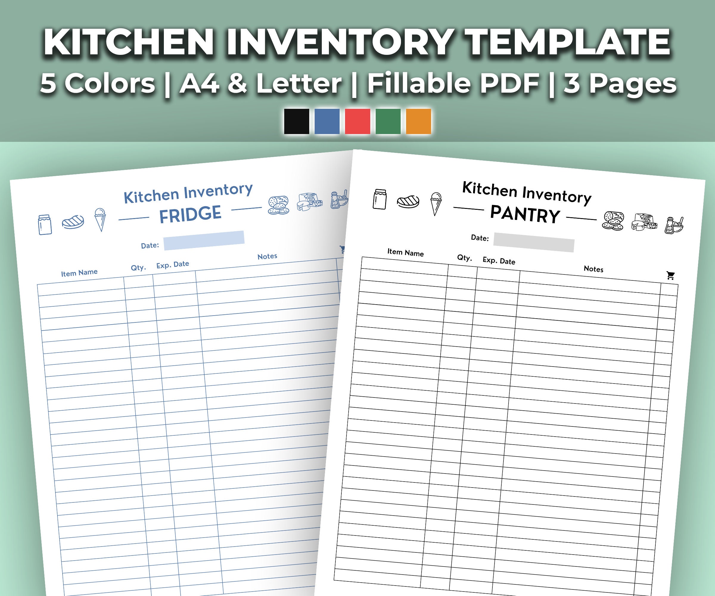 Kitchen Inventory Tracker Planner Printable | Pantry, Fridge, and ...