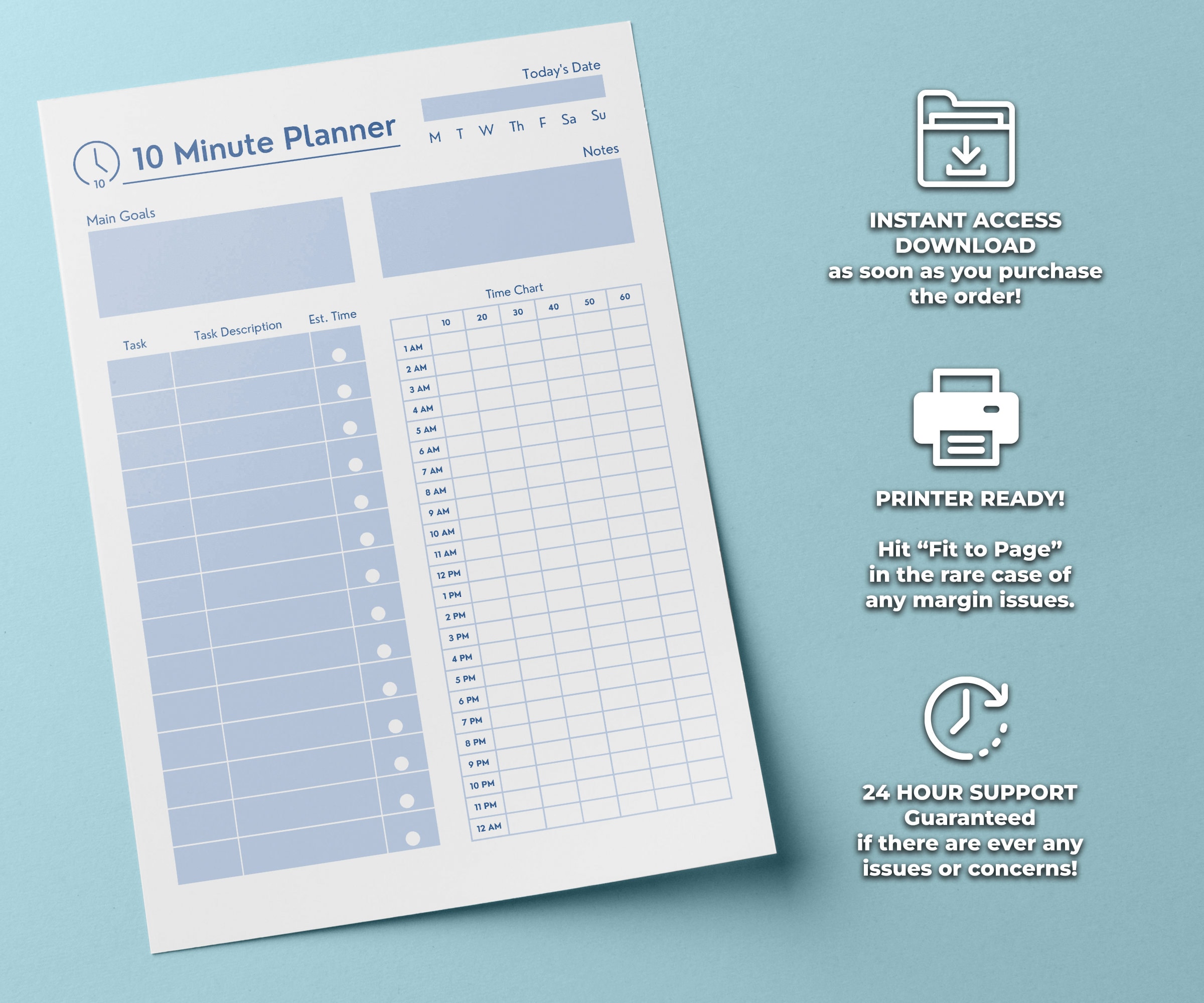 10 Minute Planner Daily Printable | Study, Productivity, Work, and ...