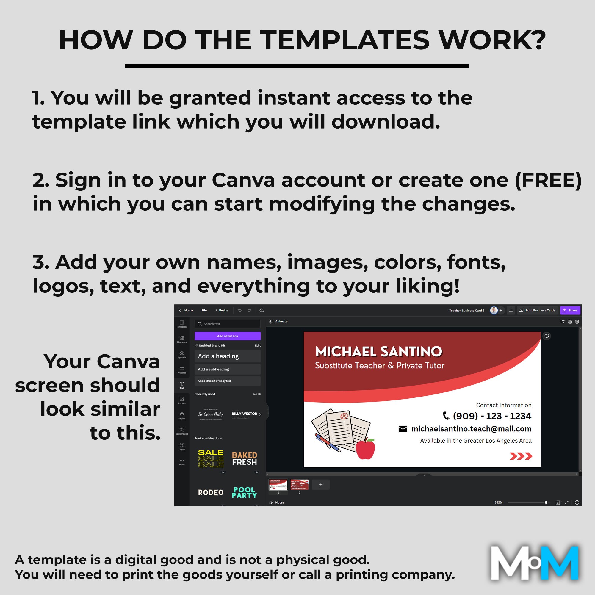 Substitute Teacher & Tutor Business Card Template | Minimalist Private ...