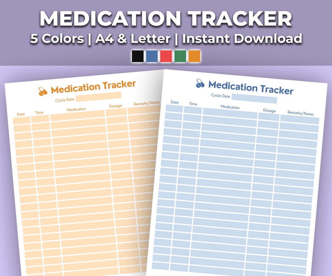 Medication Tracker Log Printable | Pill, Supplement, Vitamin, Medicine ...