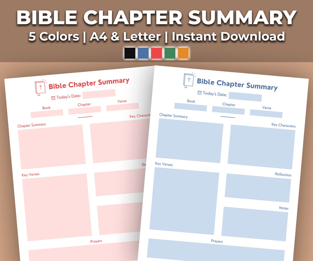 Bible Journaling Printable Chapter Summary | Bible Study Sheet Guide ...