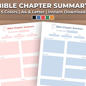 Bible Journaling Printable Chapter Summary | Bible Study Sheet Guide ...