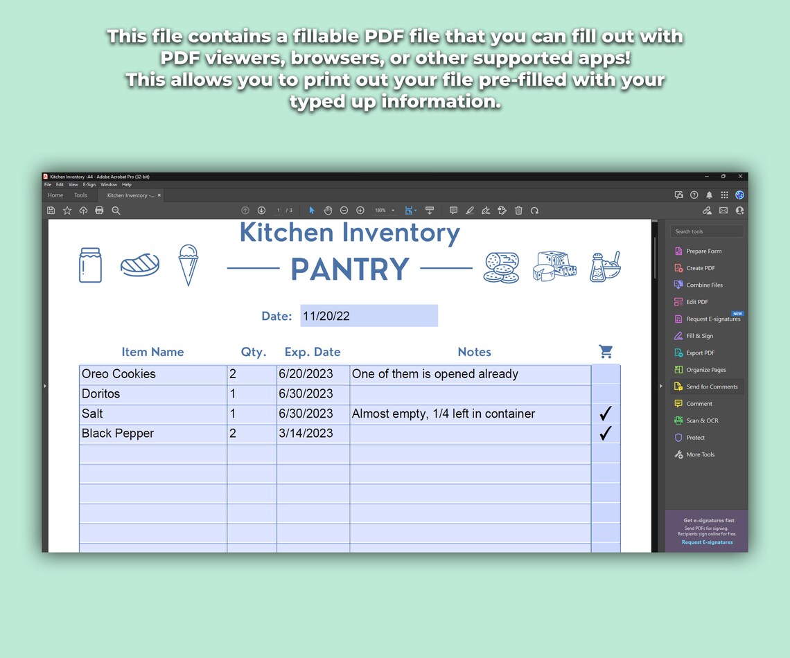 Kitchen Inventory Tracker Planner Printable | Pantry, Fridge, and ...