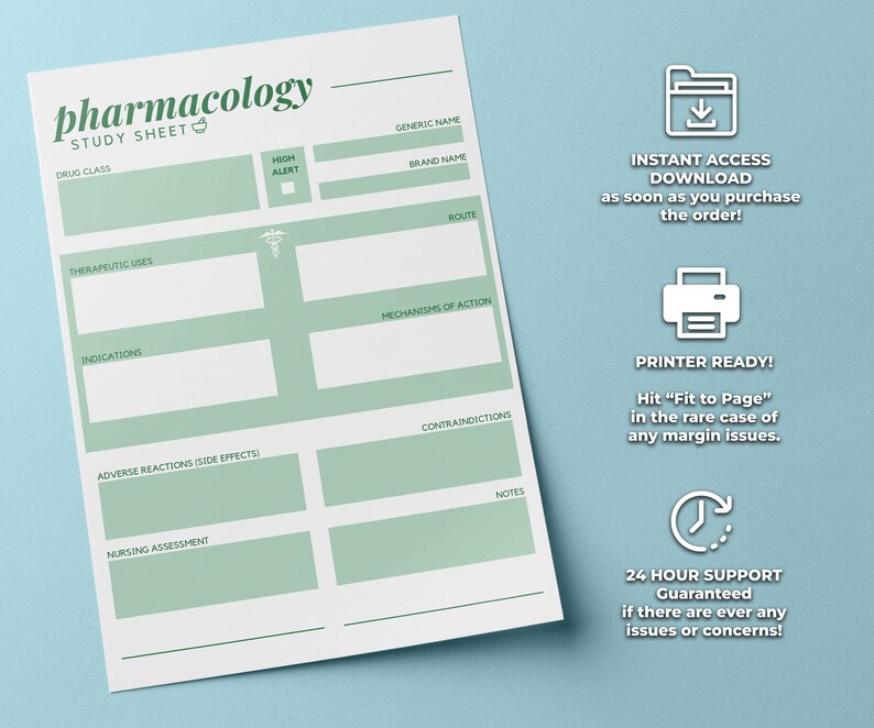 Pharmacology Template Notes & Study Guide | Nursing, Pharmacy, Med Surg ...