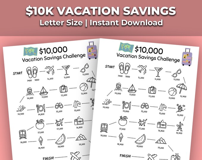Vacation Savings Challenge Printable | Trip Budget Worksheet | Personal ...