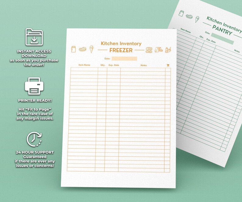 Kitchen Inventory Tracker Planner Printable | Pantry, Fridge, and ...