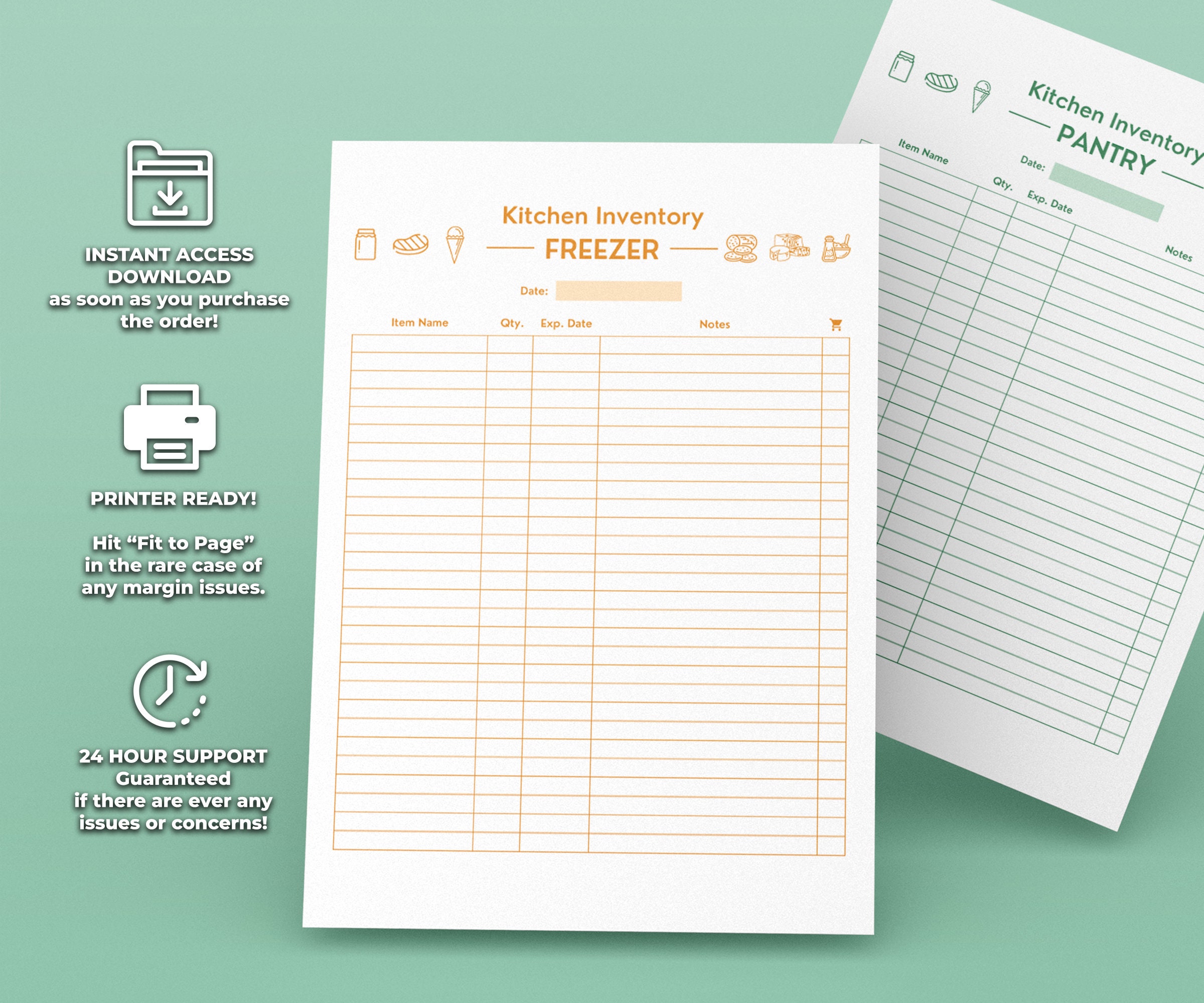 Kitchen Inventory Tracker Planner Printable | Pantry, Fridge, and ...