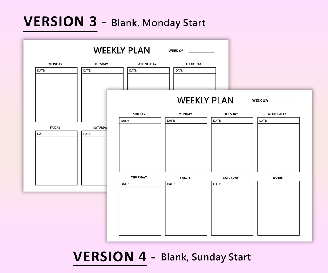 Weekly Planner Template Printable to Do List Printable - Etsy