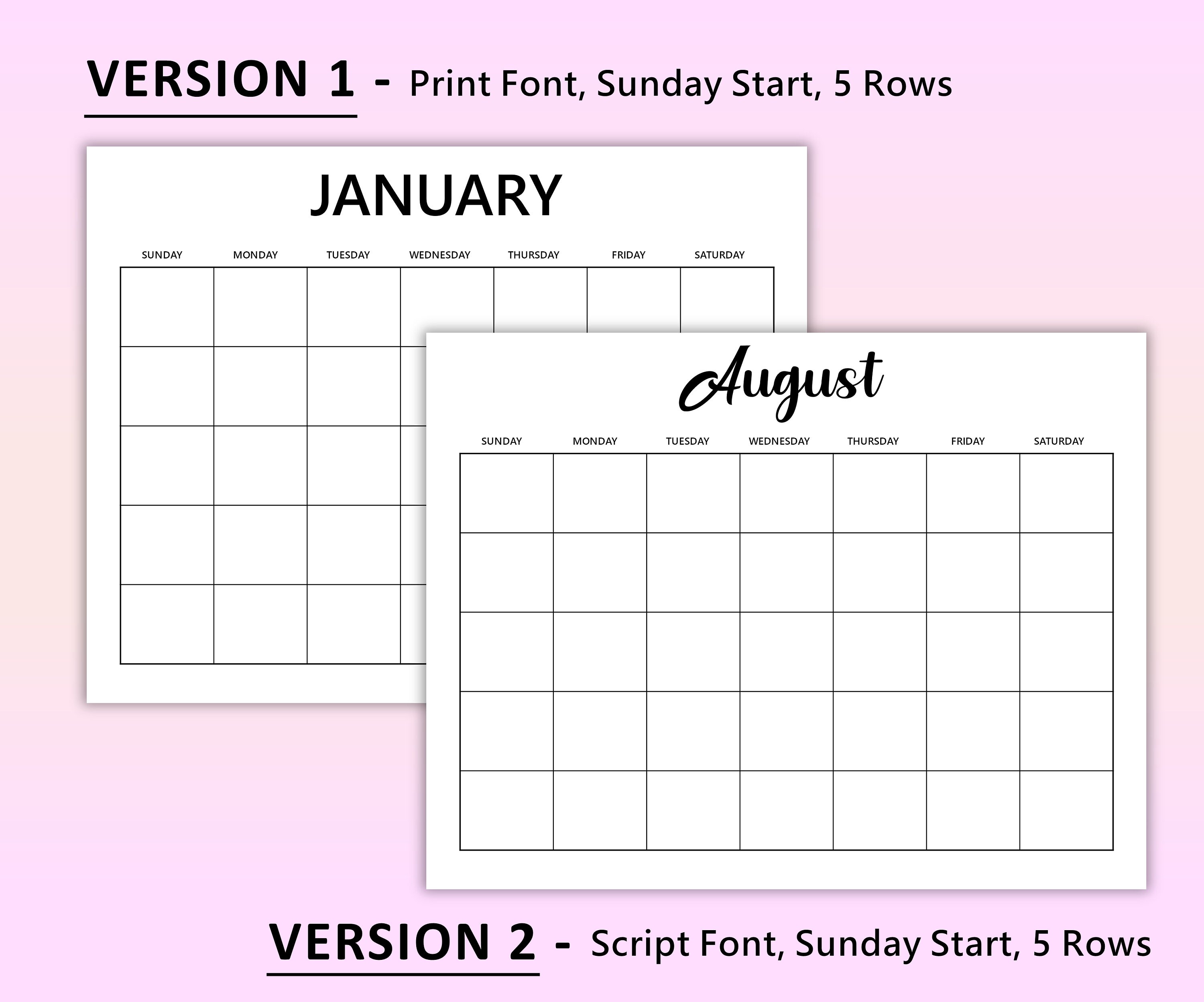 Monthly Calendar Template, Monthly Blank Desk Calendar: Editable and ...