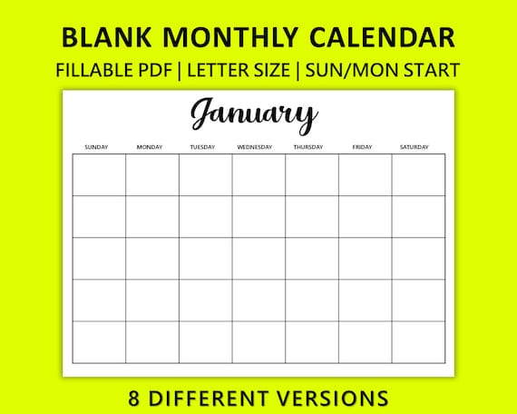 Editable And Printable Calendar