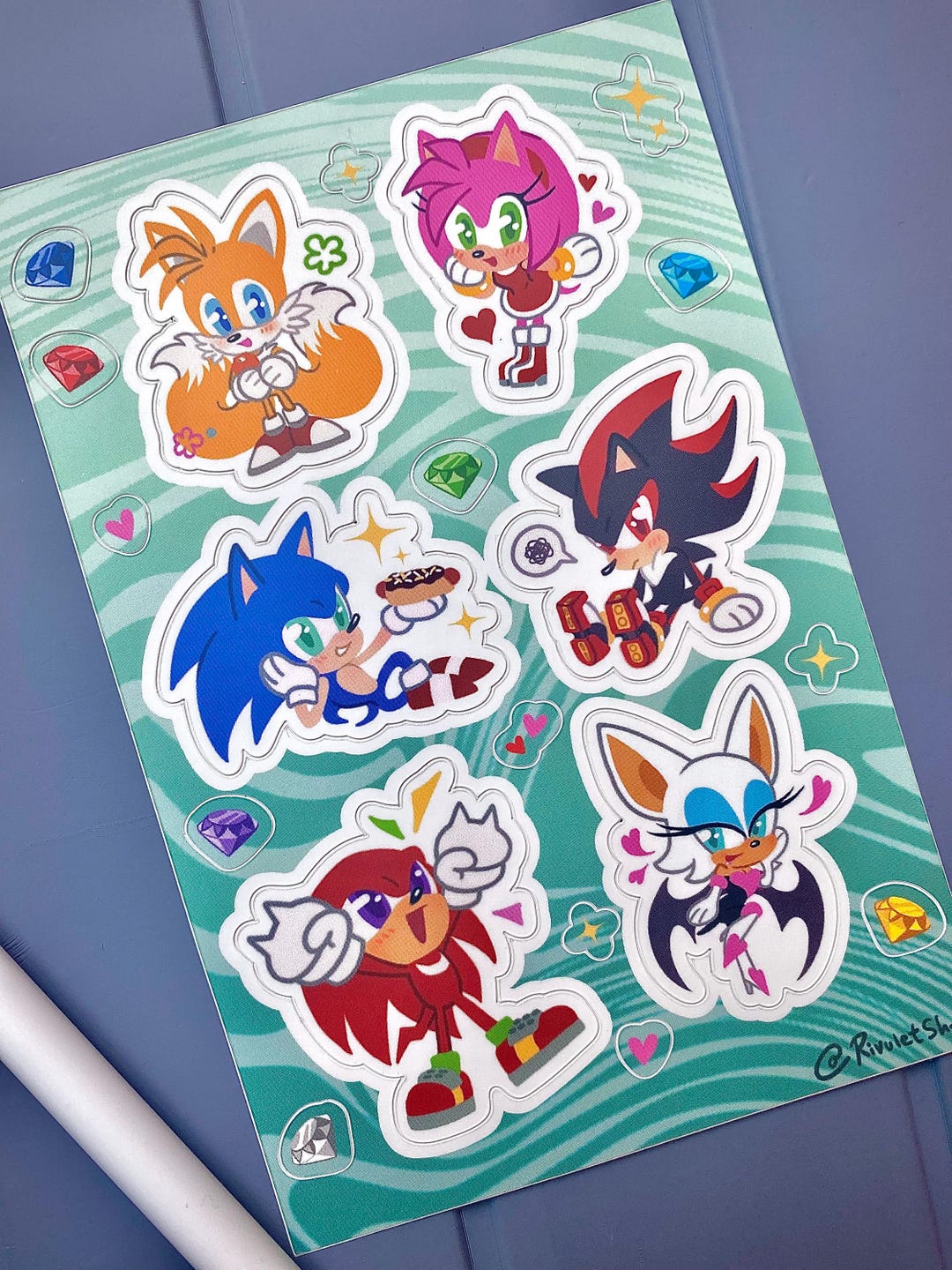 Sonic/shadow/knuckles/tails/rouge/amy Cute Waterproof Sticker Sheet - Etsy