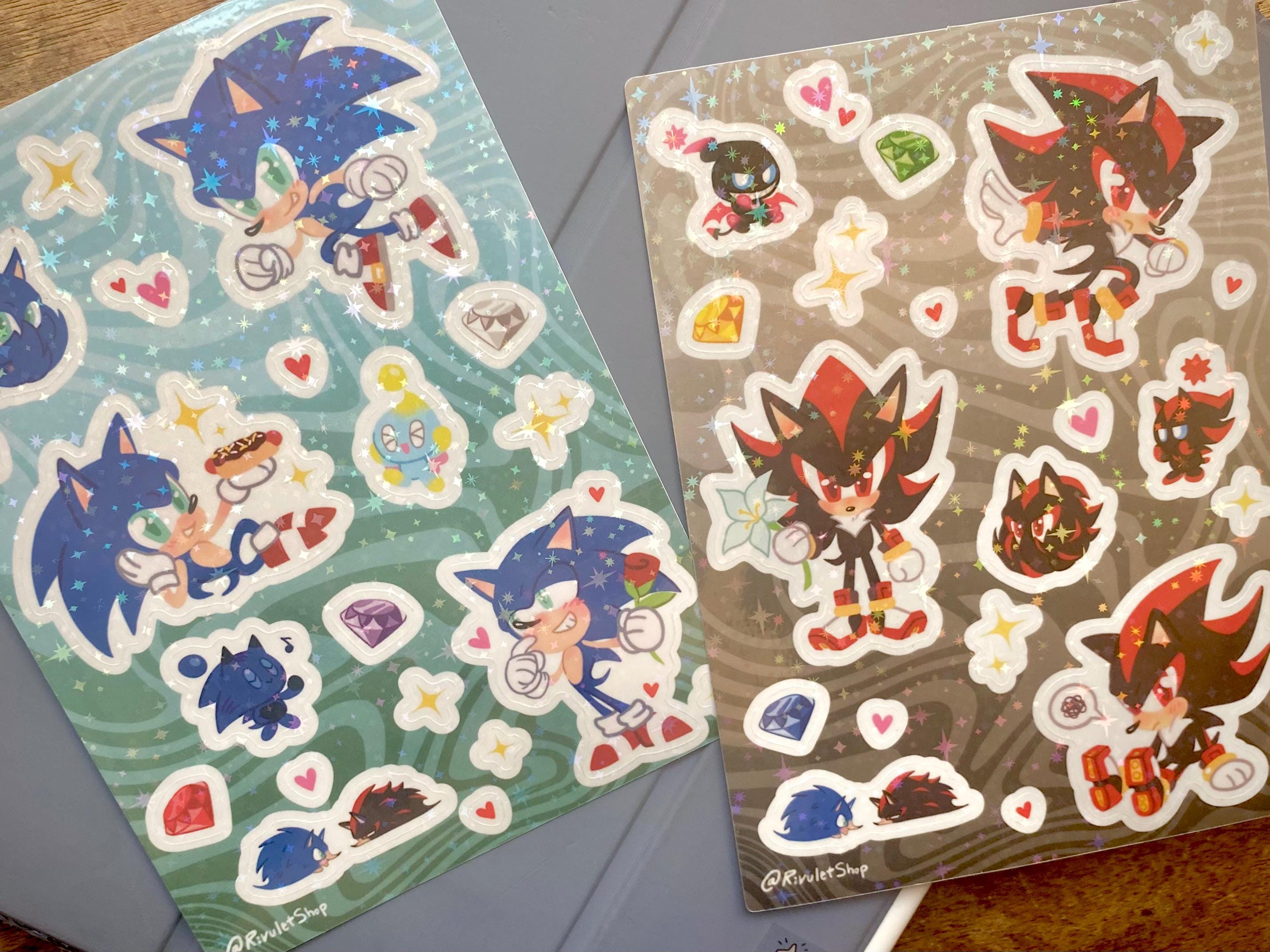 Holographic Sonic/shadow Chibi Waterproof Sticker Sheets - Etsy