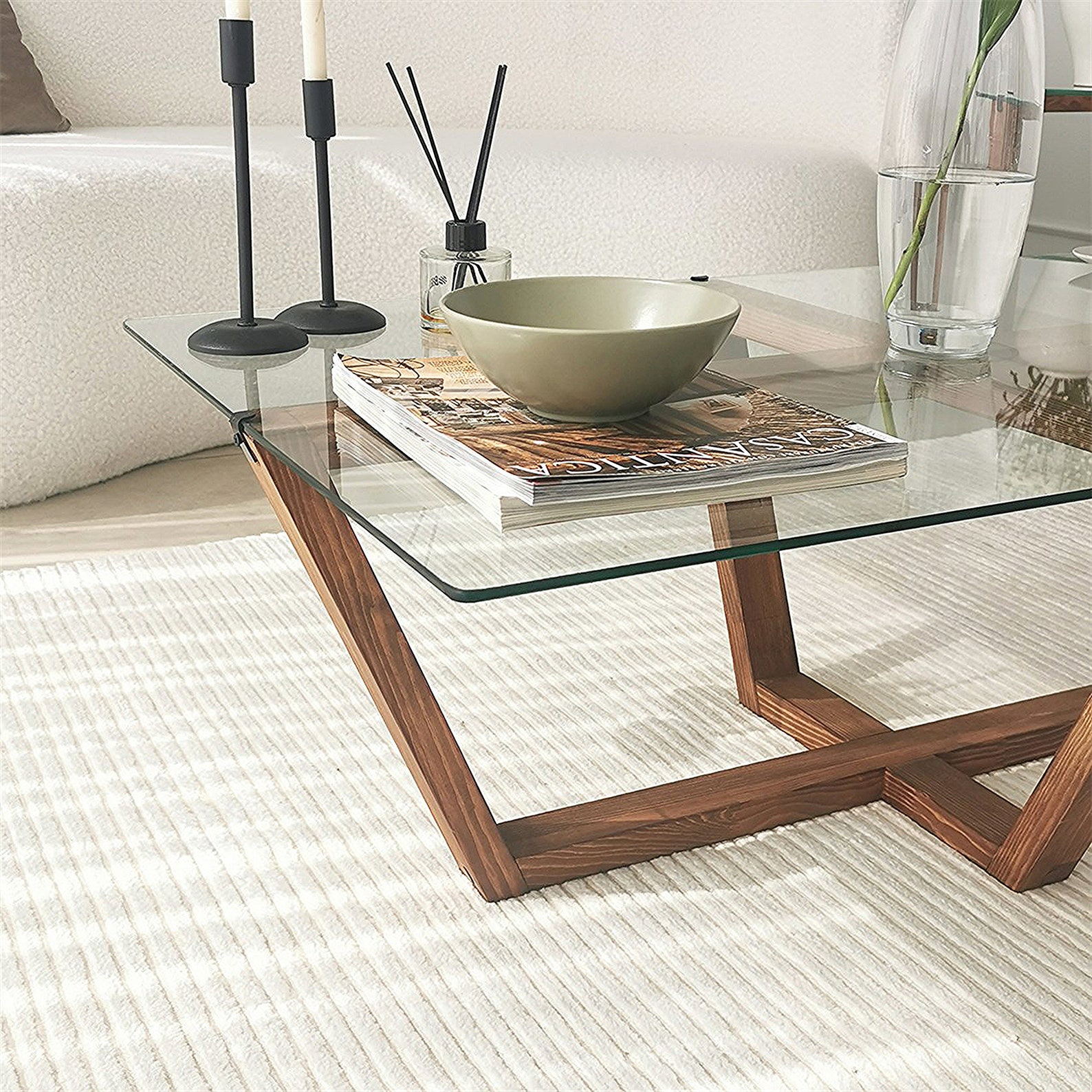 Large Unbreakable Glass Modern Coffee Tablewood End - Etsy UK