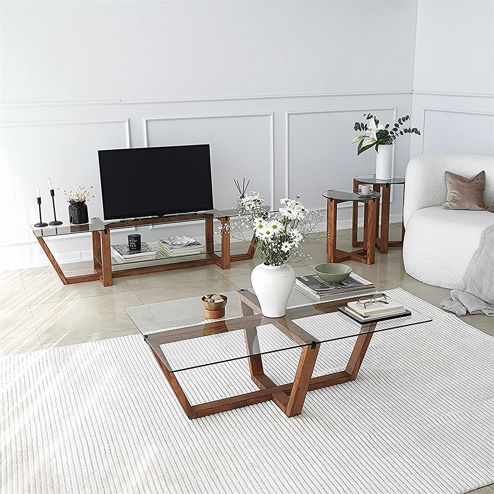 Large Unbreakable Glass Modern Coffee Tablewood End - Etsy UK