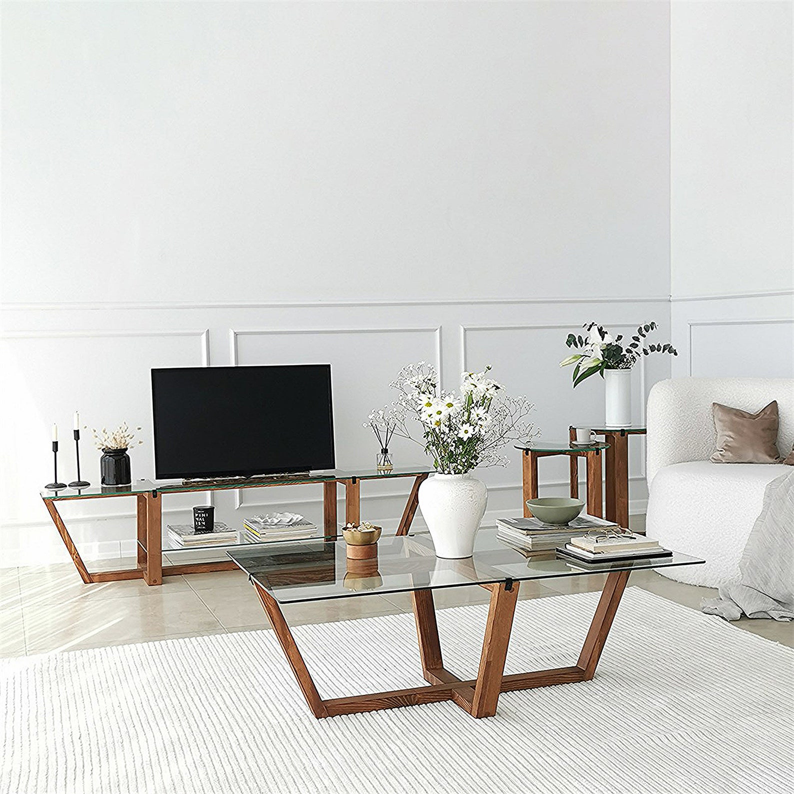 Large Unbreakable Glass Modern Coffee Tablewood End - Etsy UK