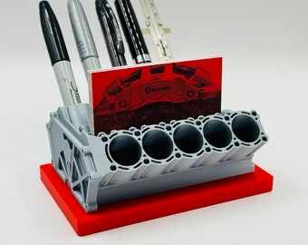 Original V8 Pengine Engine Block Pen & Business Card Holder 3D Printed ...
