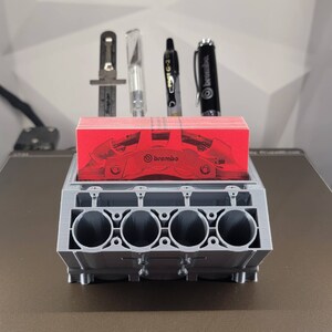 Original V8 Pengine Engine Block Pen & Business Card Holder 3D Printed ...