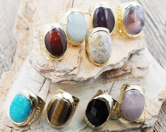 Natural Feldspar Rings,adjustable Rings, Bohemian Rings, Vintage ...