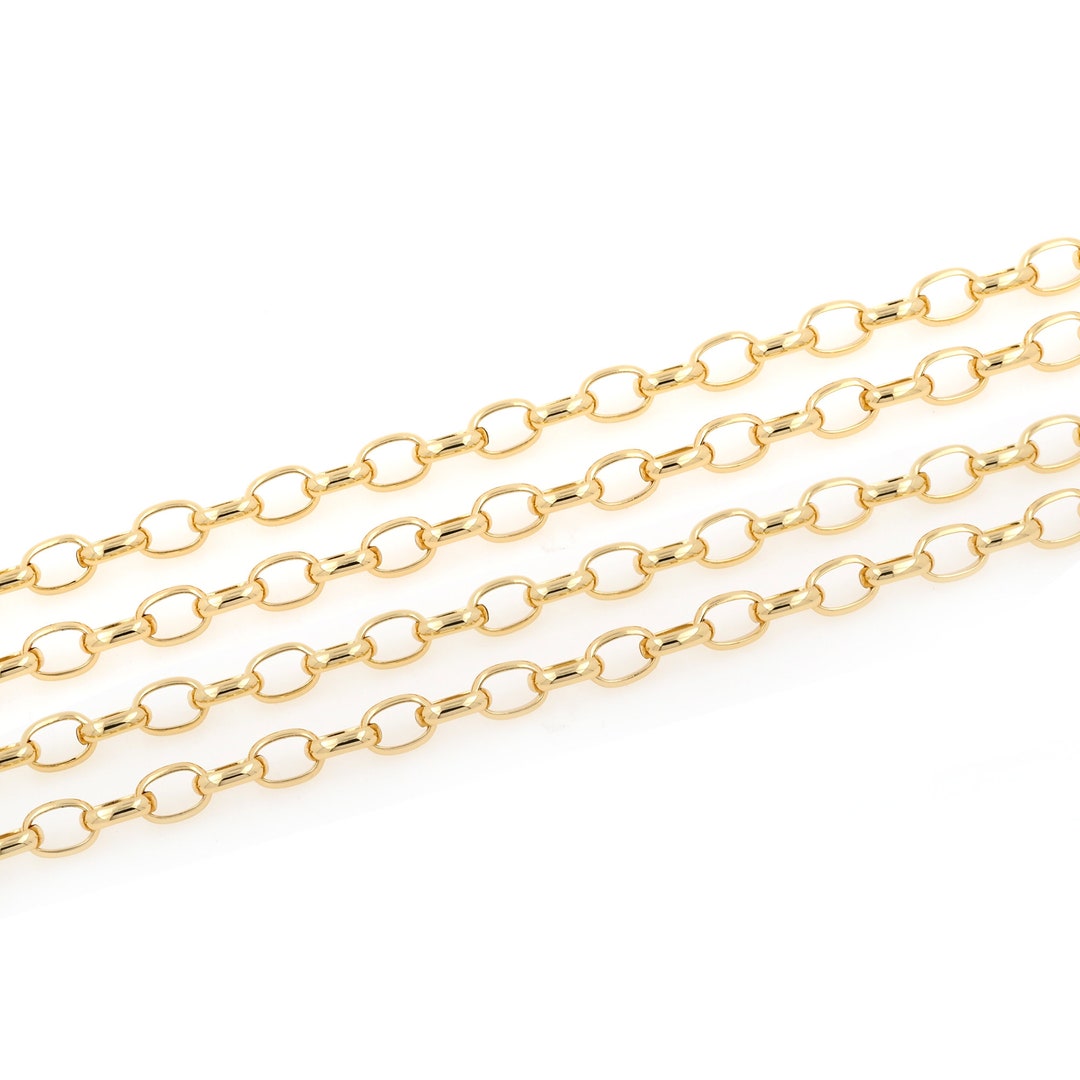 Oval Solder Chain, Good Luck Chain, 24K Gold Plated Brass Chain, Brass ...