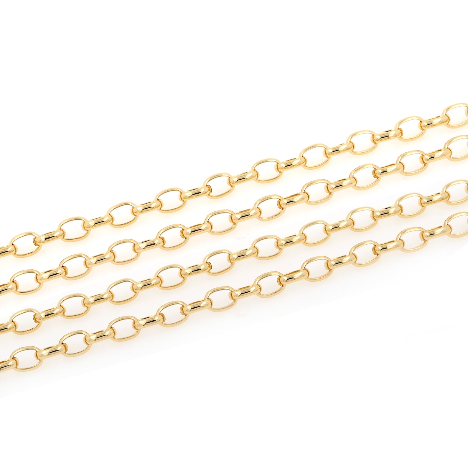 Oval Solder Chain, Good Luck Chain, 24K Gold Plated Brass Chain, Brass ...