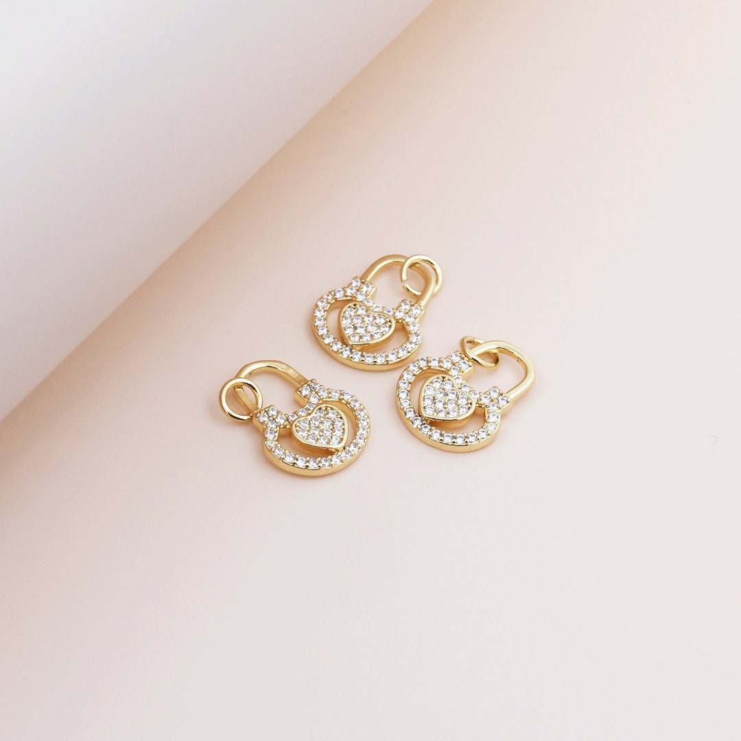Small Gold Lock Pendant, Heart Shape Pendant, 18K Gold Love Lock ...