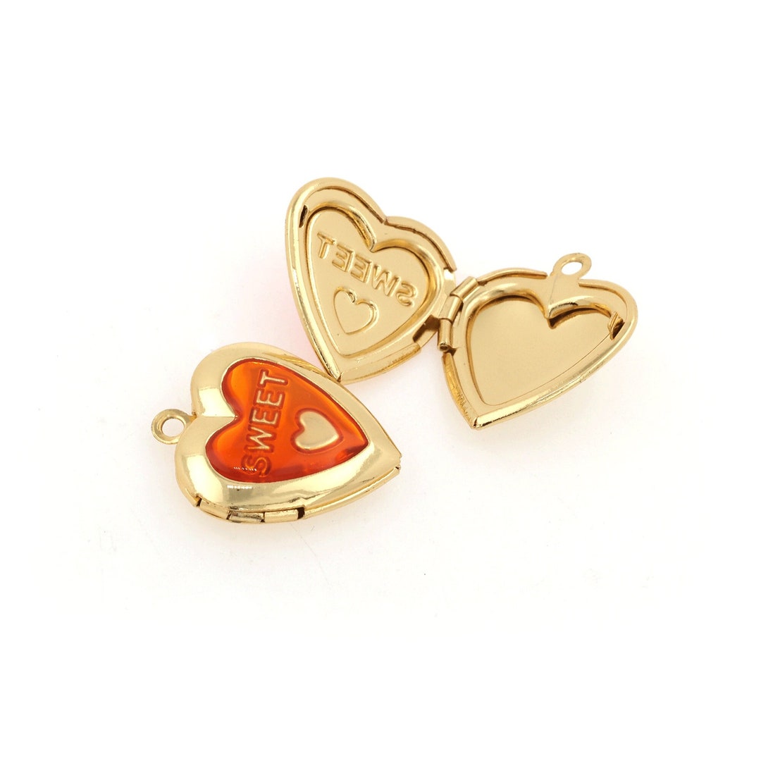 Photo Box Pendant, Heart Necklace, Photo Frame Pendant, Gold Plated ...