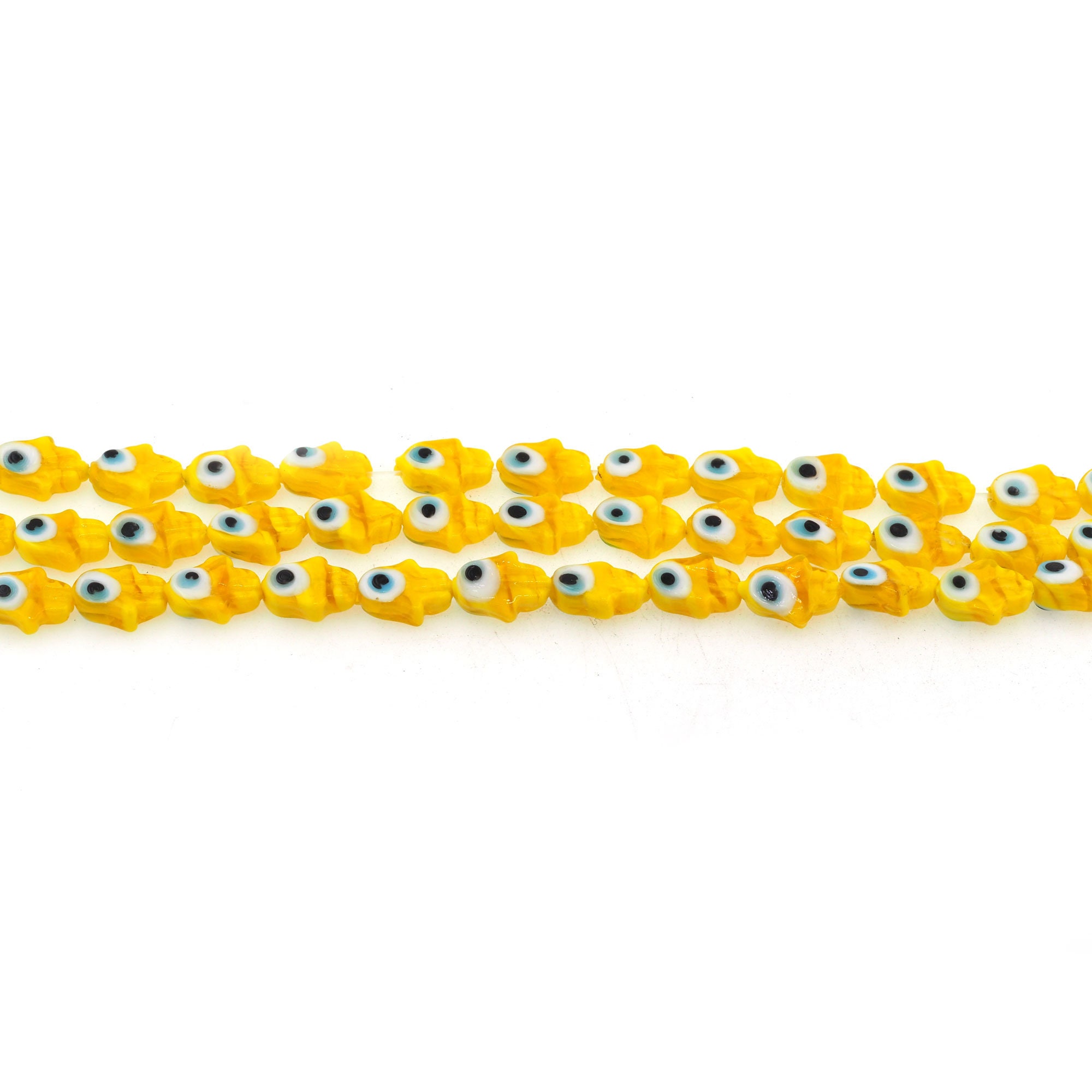 28 Pieces, Yellow Magic Eye Glass Beads, Evil Eye Glass Beads, Hand ...