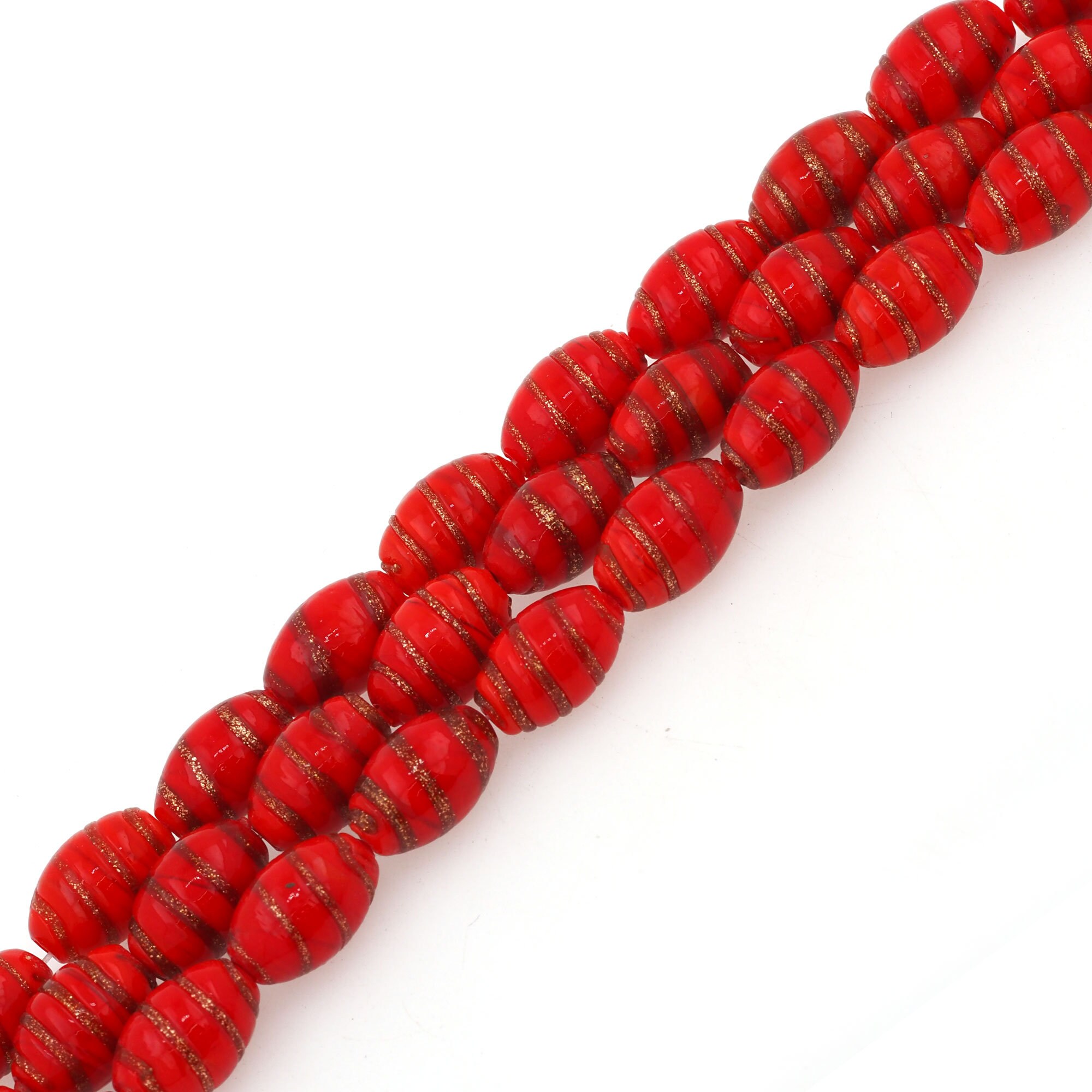 Gold Line Striped Glass Jewelry, Spiral Ceramic Beads, Murano Glass ...