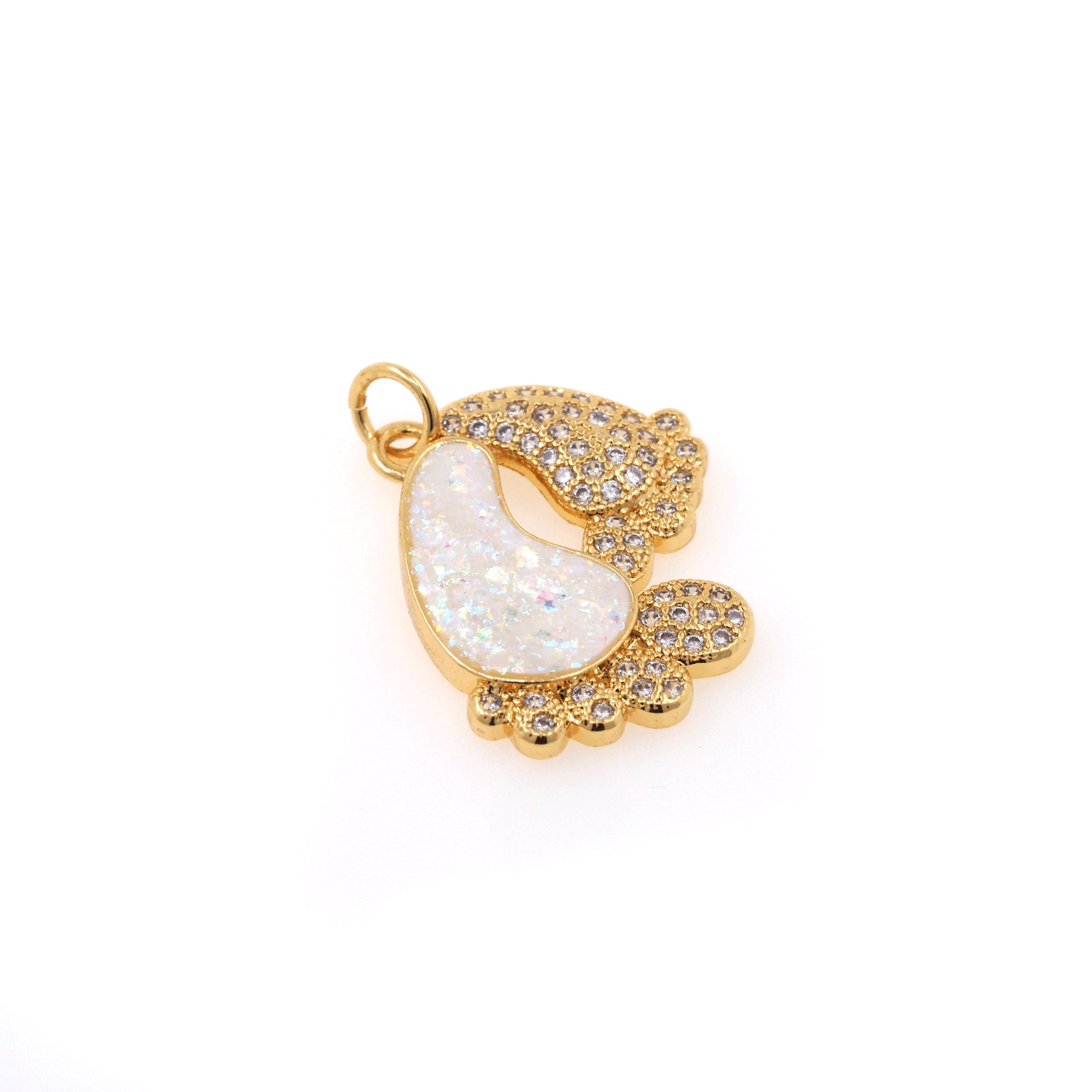 Micropavé CZ Foot Pendant, 18K Gold Filled Foot Pendant, Foot Pendant ...