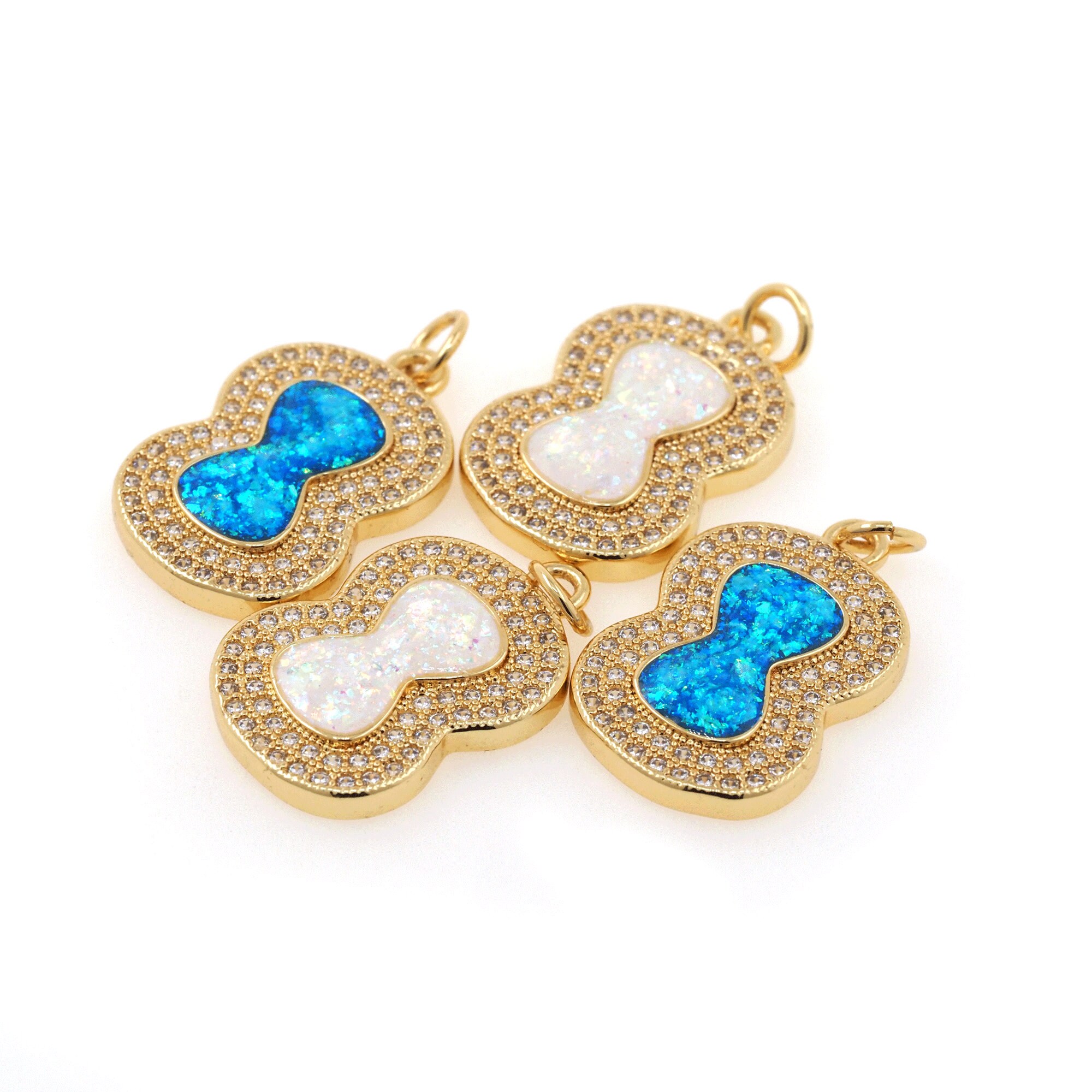 Micropavé CZ Arabic Numerals Pendant, 18K Gold Filled Chinoiserie ...