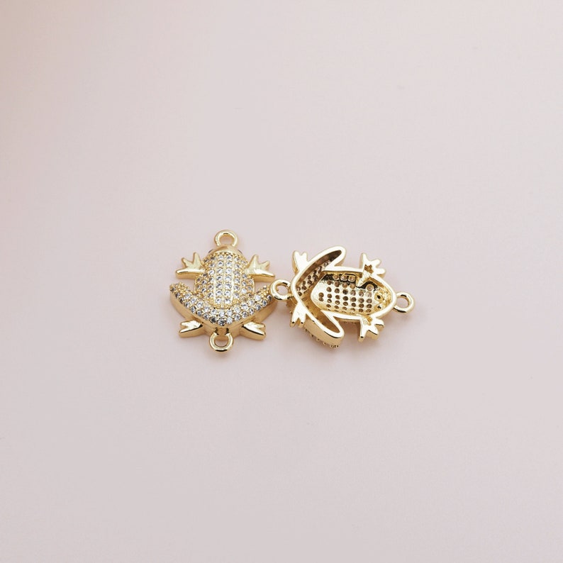Animal Connector,18k Gold Filled Frog Connector,miniature Pavé CZ Small ...