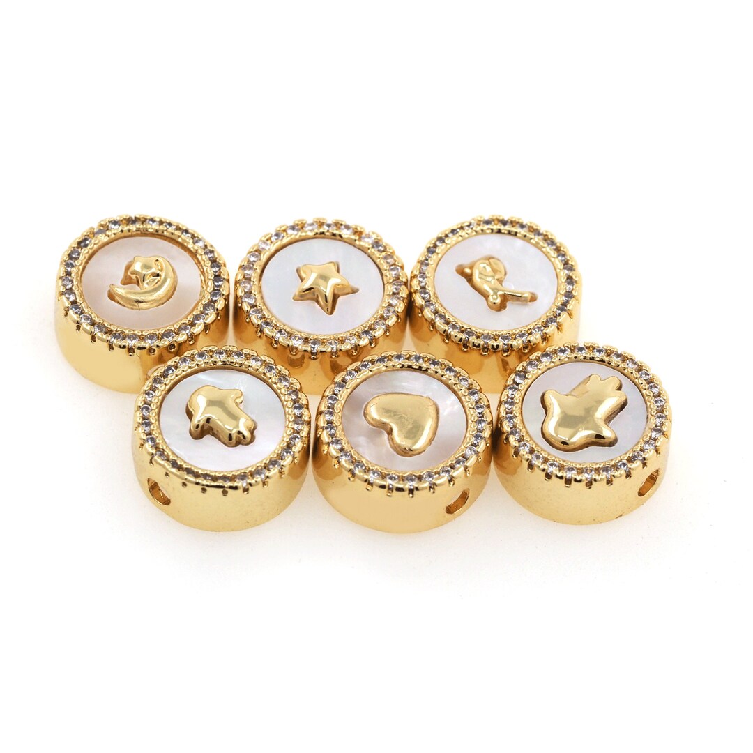 Heart Connector, 18K Gold Plated Circular Connector, Micro Dense Inlay ...