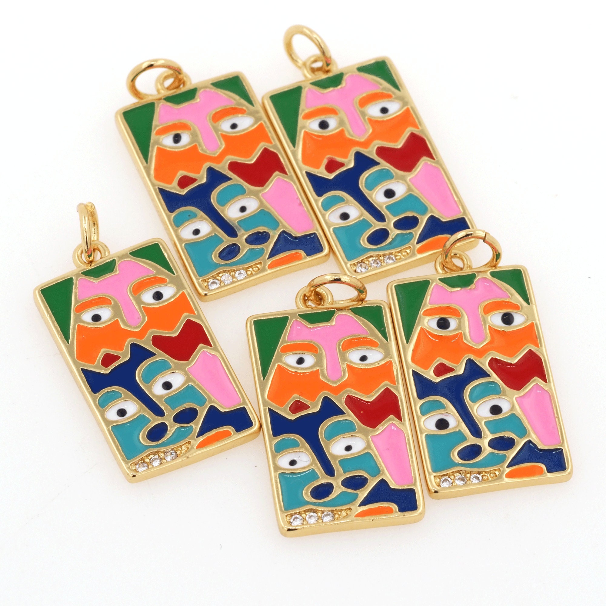 Enamel Necklace,cartoon Character Pendant,18k Gold Filled ...