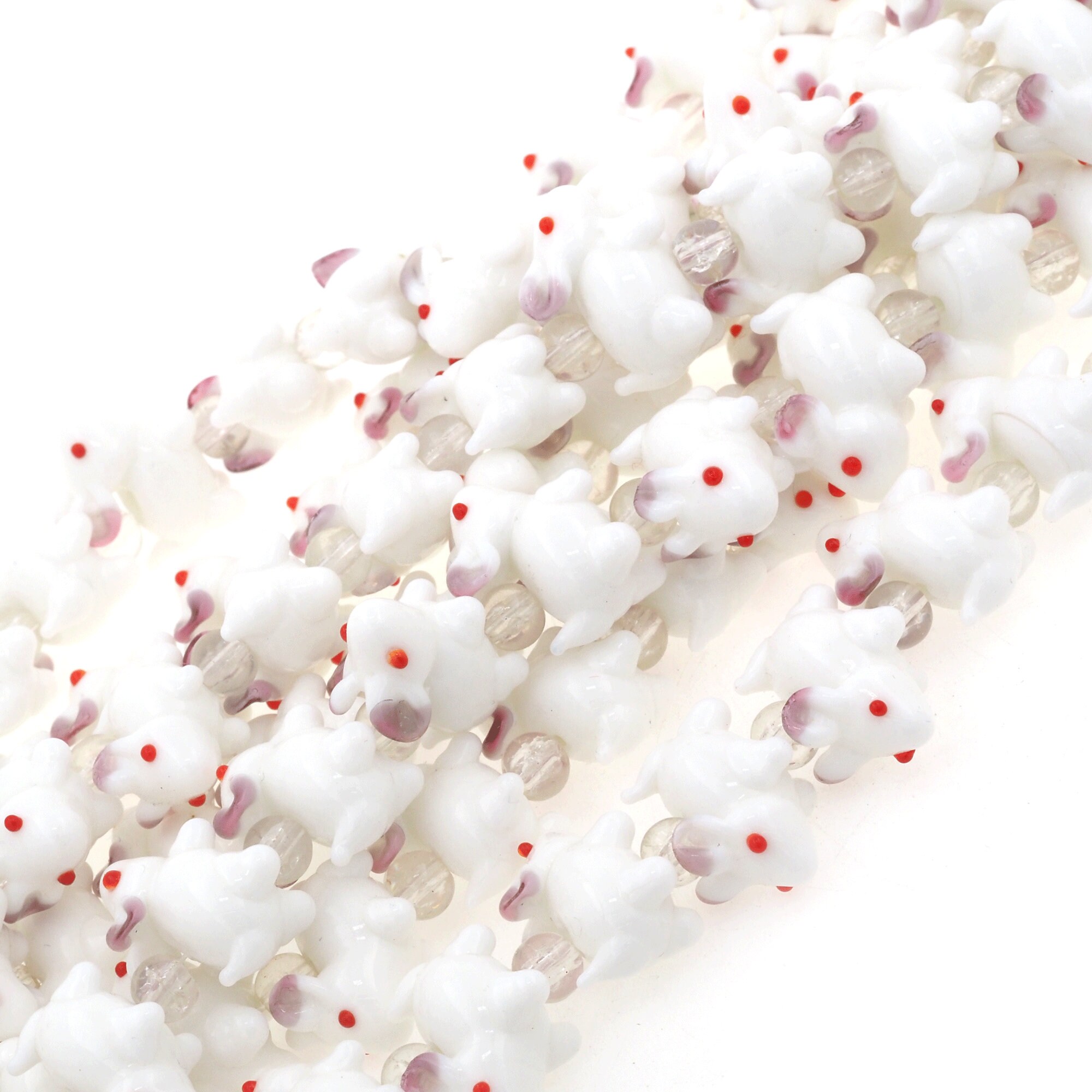 10pcs,white Rabbit Spacer Beads,rabbit Spacer Beads,animal Beads,glass ...