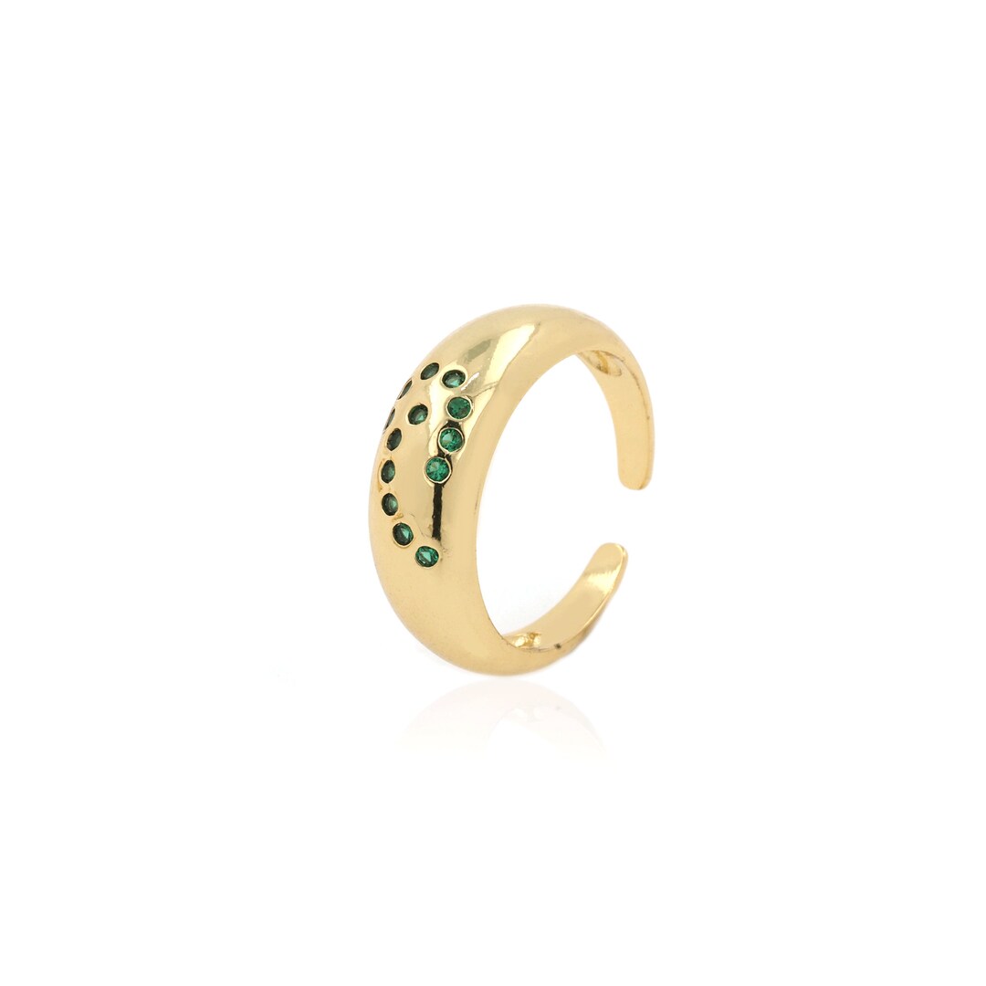 Zirconia Ring, Open Gold Ring, 24K Gold Creative Ring, Micro Set CZ ...