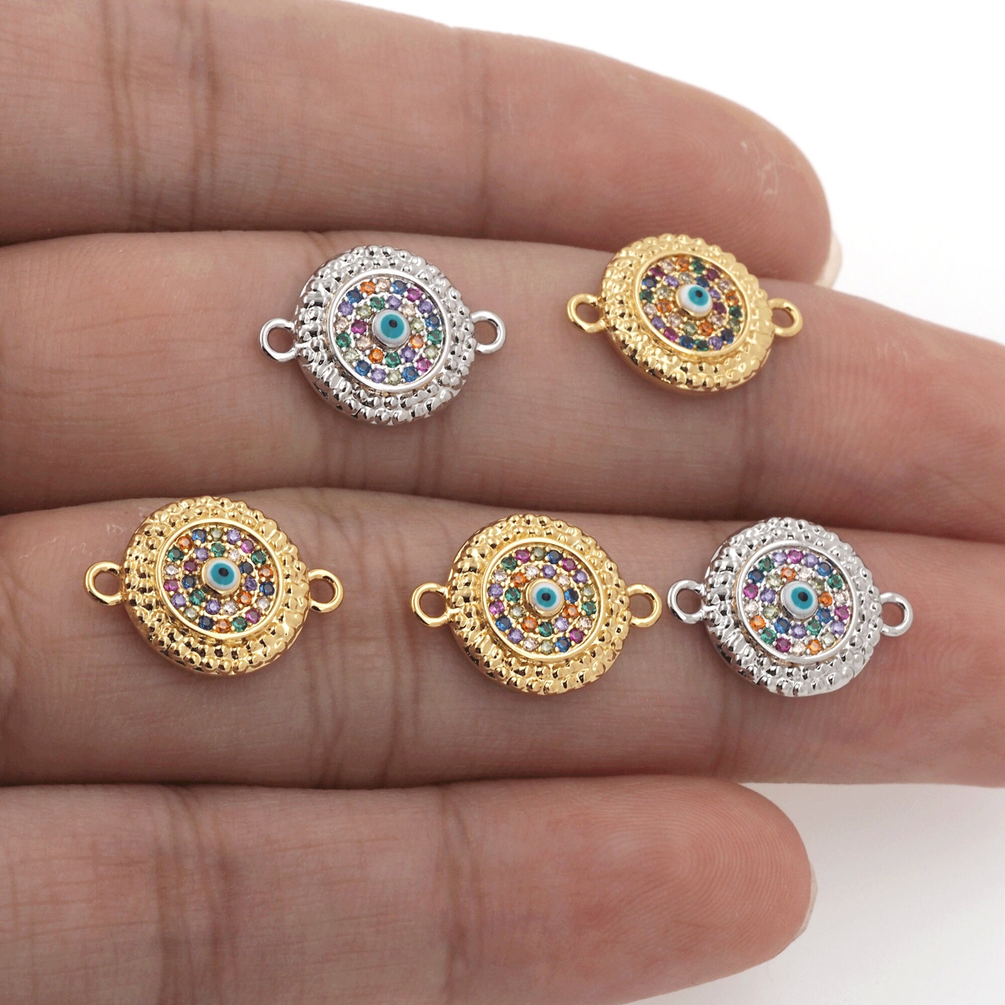 Devil's Eye Eye Connector 18K Gold Eye Connector - Etsy