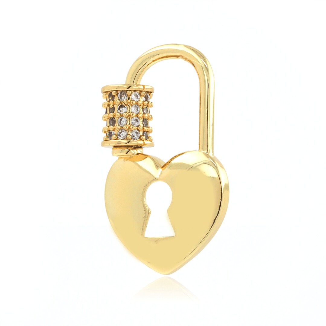 Heart Buckle, Connector Charm, Locking Buckle, 18k Cubic Zirconia ...