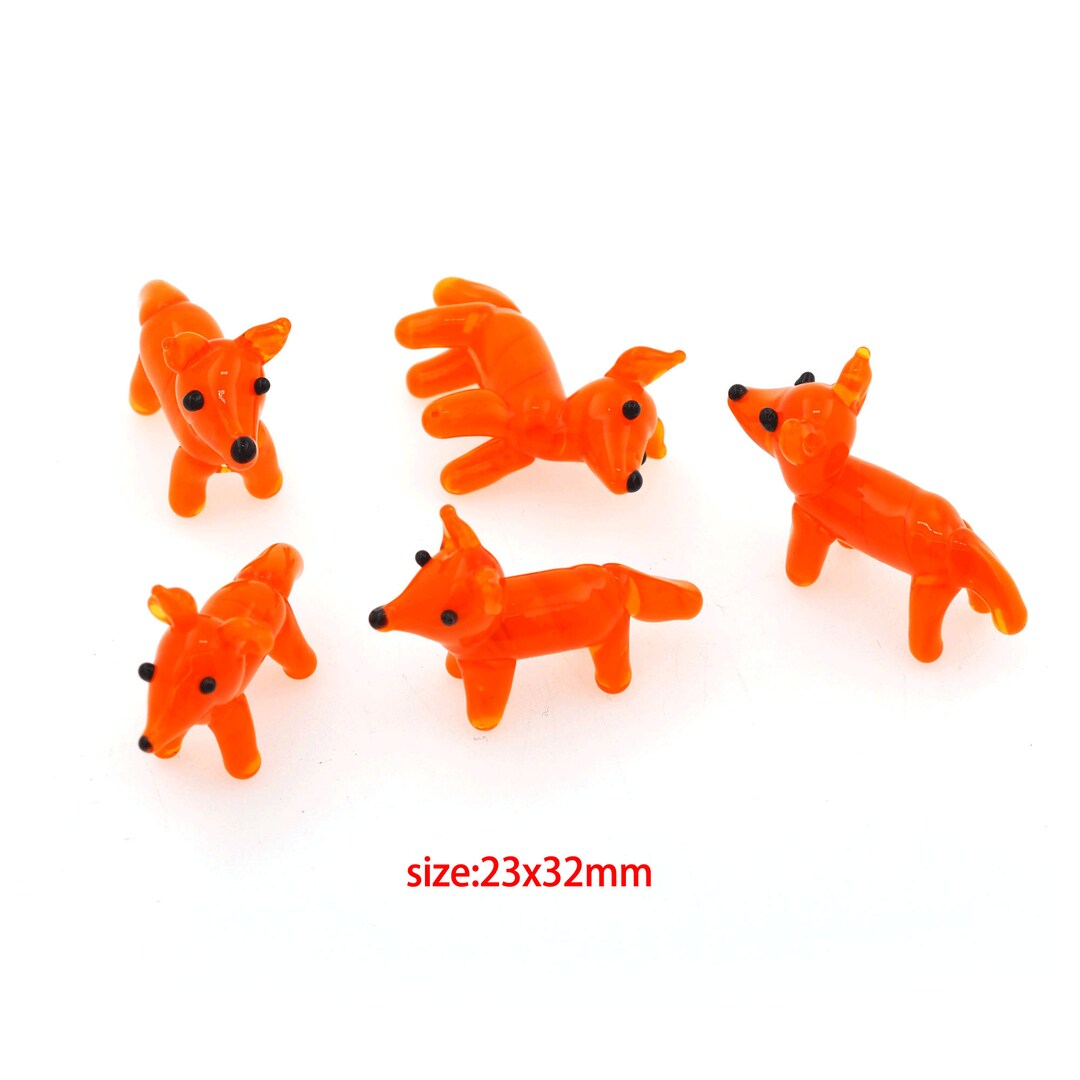 Animal Beads, Fox Glass Beads, Red Fox Charm, Murano Glass Beads ...