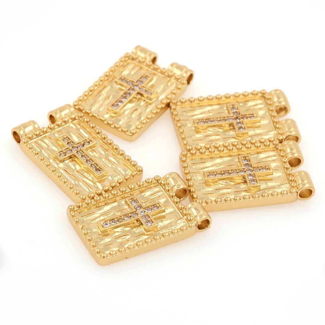 Rectangular Cross Necklace,18k Gold Filled Cross Pendant, Micropavé CZ ...