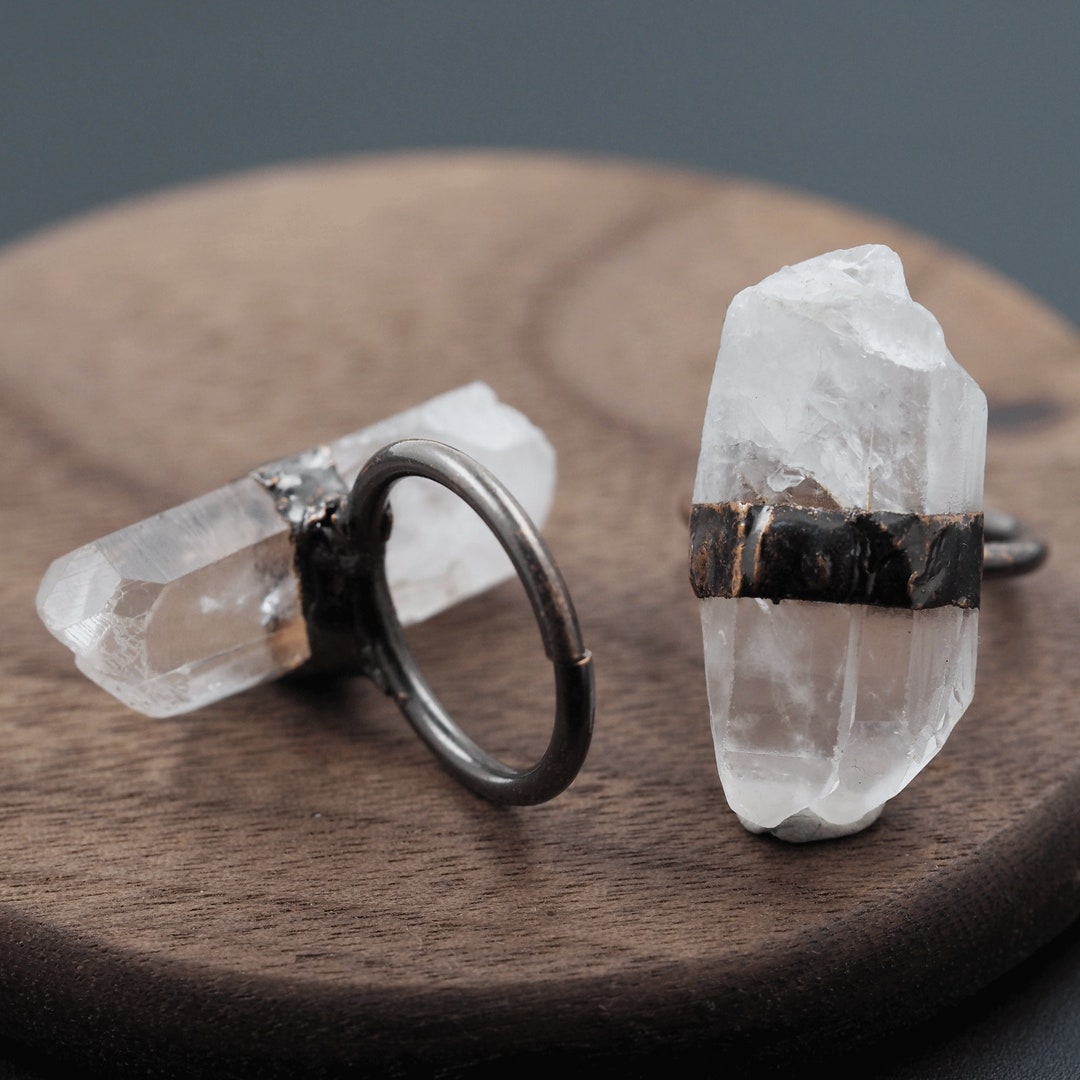 Adjustable Ring, White Crystal Ring, Natural Stone Ring, Bohemian Ring ...