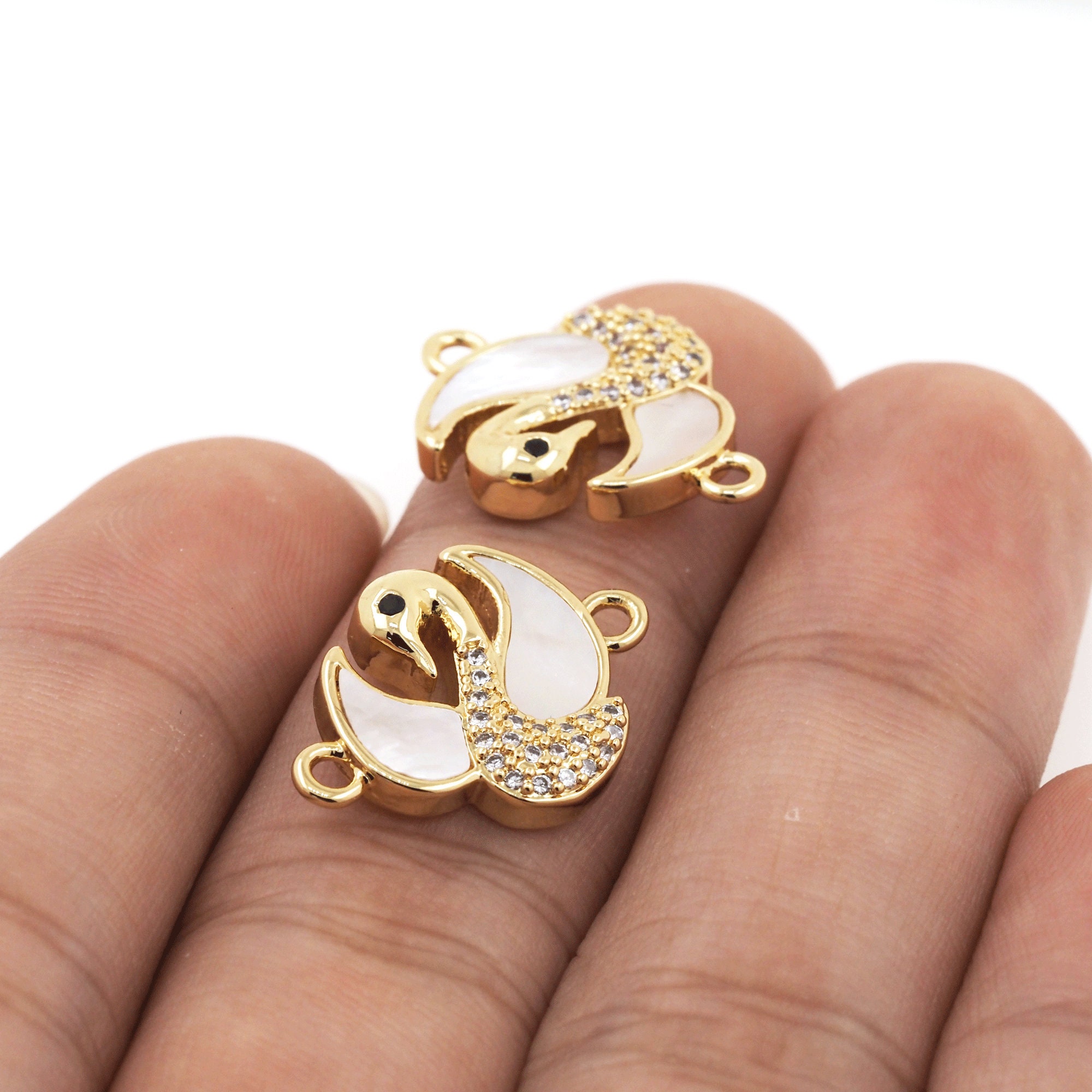 Swan Connector,animal Connector,18k Gold Plated Swan Connector,micro ...