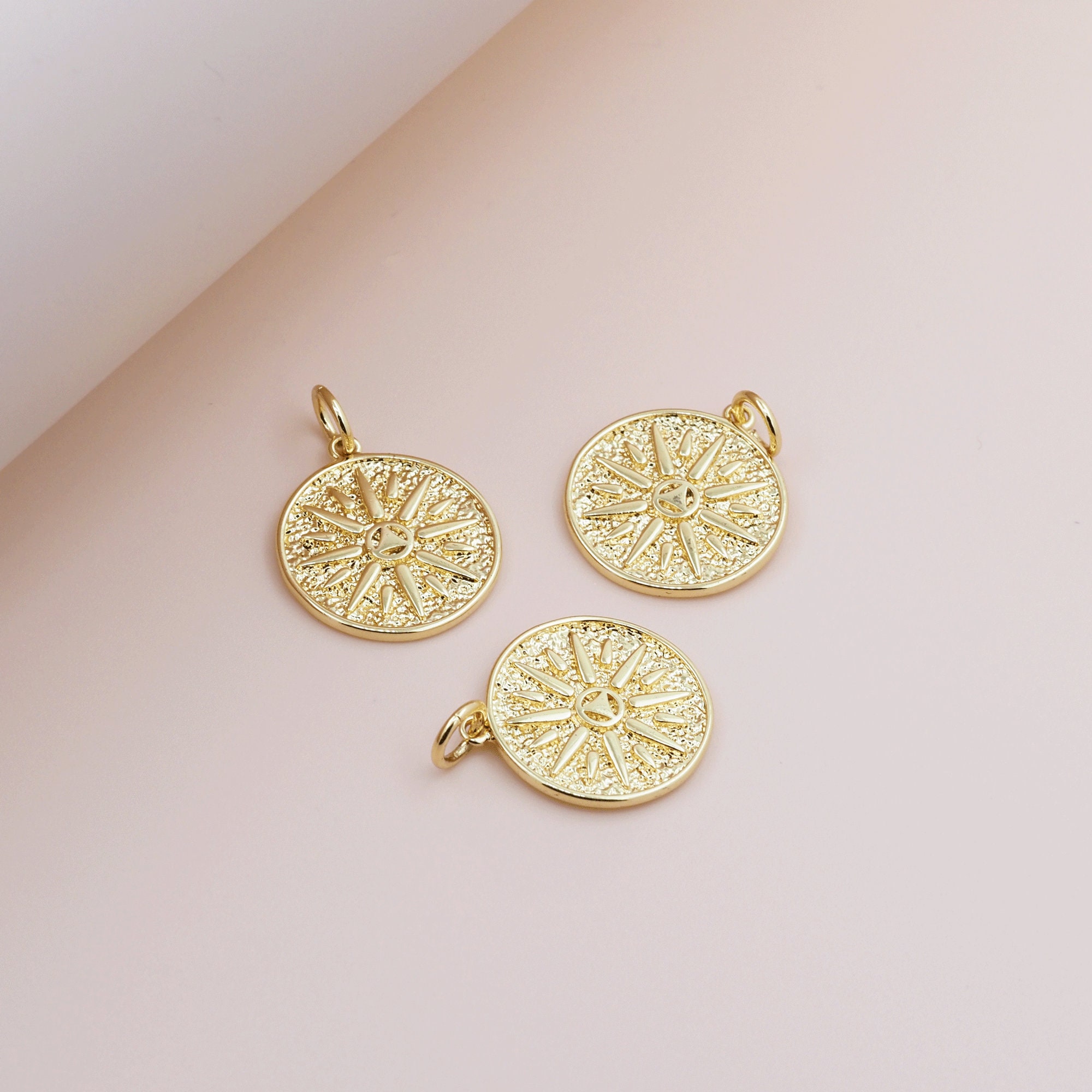 Doji Pendant, 18K Gold Filled North Star Pendant, Microstone Round ...